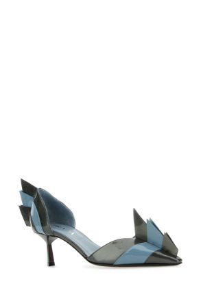 Prada Womens Two-Tone Leather Pumps Antracite+astrale Scarpe Con Tacco High Heel Shoes