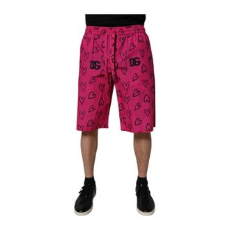 Dolce & Gabbana Bermuda-Shorts mit Herzprint - - Shorts - Herren - Rosa - M