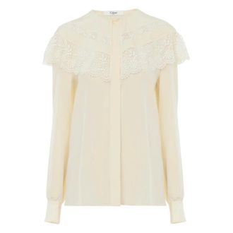 Chlo&eacute; Wei&szlig;e Seidenbluse mit Spitzen-Details - - Blouses & Shirts - Damen - Wei&szlig; - S