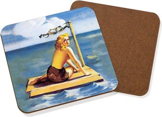 Gift Base Gil Elvgren Getr&auml;nkeuntersetzer, Motiv: kurzes Segel-Pin-Up-M&auml;dchen, Reproduktionsdruck