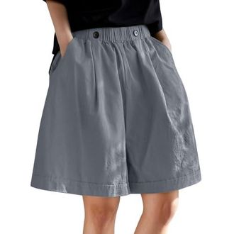 Generic Short d&eacute;t&eacute; l&eacute;ger pour Femme - Bermuda - Coupe Droite - en Mousseline - avec Poches - Taille &eacute;lastique - D&eacute;contract&eacute; - Longueur Genou - pour lext&eacute;rieur