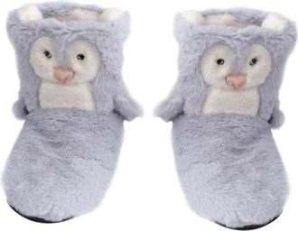 Hemobllo Intérieur Hiver Antidérapantes pour Adultes Chaudes et Respirantes Semelle Souple Résistante Gris Bleu