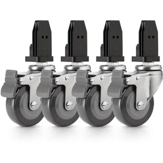 Napoleon Ensemble de 4 roulettes pour barbecue &agrave; gaz - Acier inoxydable et caoutchouc - Roues extra-larges avec freins - Compatible Napol&eacute;on Prestige Pro