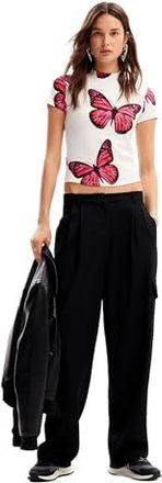 Desigual Femme À Manches Courtes en Tricot pour T-Shirt, Blanc., S EU