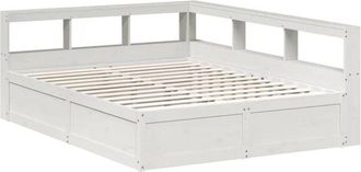 vidaXL Massivholzbett mit Regal ohne Matratze Wei&szlig; 160x200 cm Kiefer Vidaxl
