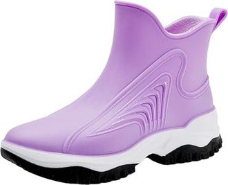 Generico Bottines de pluie pour femme, légères, imperméables pour femme, pour hiver, basses, tronçons, femme, avec poils, bottes en caoutchouc, pour femme, pou