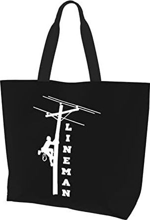 AOOEDM I Love My Lineman Ladies Canvas Tote Sac &agrave; provisions r&eacute;utilisable