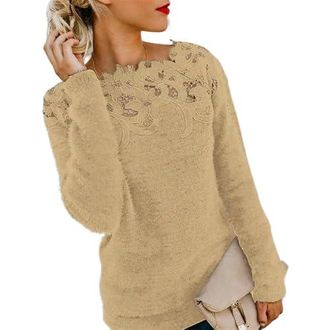 Generic NYSBH Pull d&eacute;contract&eacute; &agrave; col rond pour lautomne et lhiver, kaki, 5XL