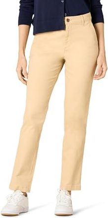 Amazon Essentials Pantalon Chino Taille Haute Coupe Cintrée avec Jambe Droite Et Longue Femme, Havane, 40-42