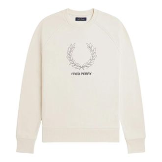 Fred Perry Outline Laurel Wreath Sweatshirt - - Sweatshirts & Hoodies - Herren - Wei&szlig; - L