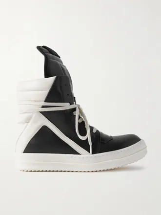 Rick Owens Geobasket Zweifarbige Sneakers Aus Leder - Schwarz