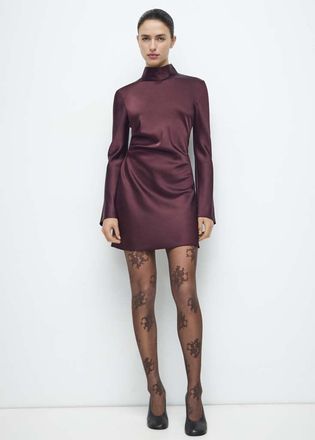 Mango Robe en satin d&eacute;tail pinces cerise - Femme - L - MANGO