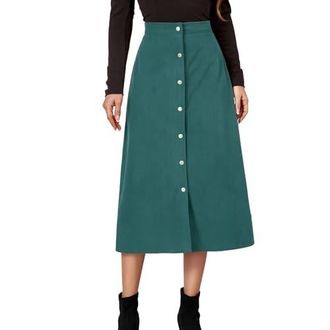 Generic Jupe-short longue pour femme - Jupe longue en velours c&ocirc;tel&eacute; - Jupe unie &eacute;lastique - Taille haute - Coupe d&eacute;contract&eacute;e - Style d&eacute;contract&eacute; - Tendance 