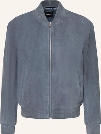 HUGO BOSS Lederblouson Muller blau