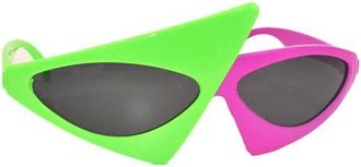 Generic Lunettes de fête hip-hop rose vert lunettes de soleil festival musique triangle lunettes drôles (-vert noir)