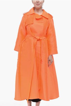 Super Blond Satin-Blend Silk Wrap Trench Coat LANVIN size 40