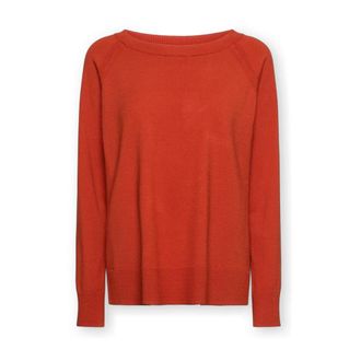 Elena Miro Viskose Pullover mit Rundhalsausschnitt - - Knitwear - Damen - Orange - 2XL