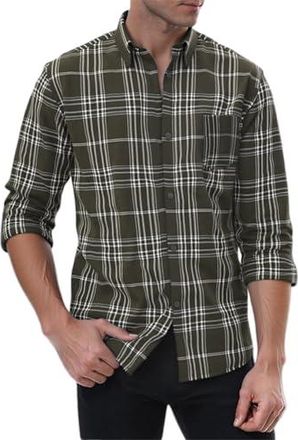 Generico Chemise en coton coupe classique pour homme Oktoberfest - Chemisier &agrave; carreaux &agrave; manches longues - Chemise traditionnelle - Coupe r&eacute;guli&egrave;re - V&ecirc;tement