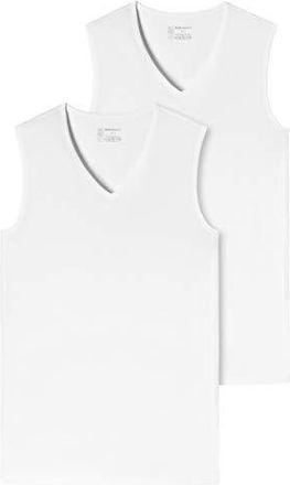 Schiesser Lot de 2 Maillots de Corps pour Homme - Col en V - avec &eacute;paules Larges - Coton Bio - 95/5, Blanc 173981, XL