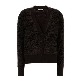 Ferragamo V-Ausschnitt Boucl&eacute; Cardigan - - Knitwear - Damen - Braun - XS