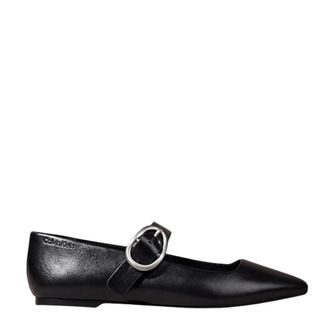 Calvin Klein Squared Ballerina MJ LTH HDW - - Shoes - Damen - Schwarzk - 41 EU