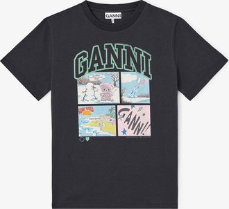 Ganni T-shirt dessin ours Multicolore Coton biologique - Taille XL - Pour Femme