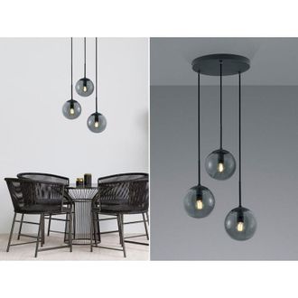 Trio Leuchten Led Pendelleuchte 3-flammig mit Rauchglas Kugeln, ø 30cm