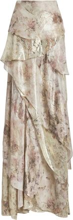 Ralph Lauren Collection Gerüschter Minirock mit Blumen - Nude