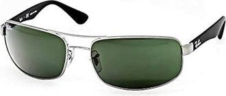 Ray-Ban RB3445 - Monture en métal - Verres verts cristal - 61 mm - Non polarisés, gris
