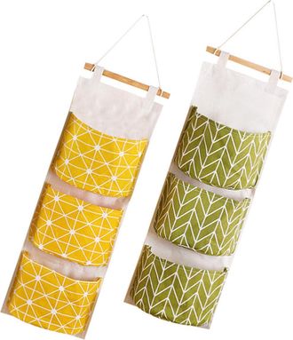 Cabilock 2 Stück wasserdichte Baumwoll leinen Aufbewahrungstasche mit Fächern Hängend für Schlafzimmer Bad und Küche Multifunktionaler Wand Organizer für Socke