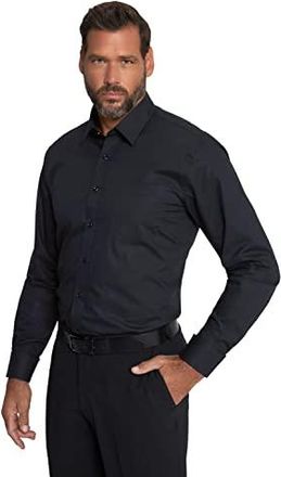 JP1880 Hommes Chemise &agrave; Poignets Mousquetaires, Manches Longues. Boutons de Manchettes. Col Kent. Coupe Modern Fit. Noir 3XL 812020130-3XL