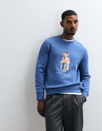 Polo Ralph Lauren sweatshirt imprim&eacute; ours saisonnier bleu