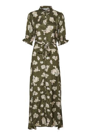 Kaffe Kleid KAvelana Damen Kleid Kurzarm Maxi Casual Elegant Print Maxikleid 44, Grape Leaf 44