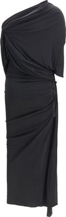 Balenciaga Asymmetric Draped Viscose Dress - Black