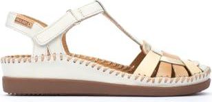 Pikolinos Sandales Crabe en Cuir Beige, Blanc