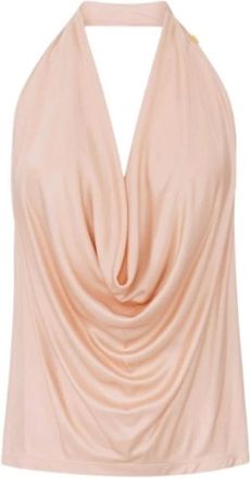 Elisabetta Franchi Femme, Tops, Rose, Taille: 44 FR Shiny Viscose Jersey Top