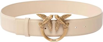Pinko Pinko, Femme, Accessoires, Beige, Taille: XS Love Berry Leather Belt