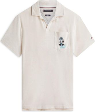 Tommy Hilfiger Frottee-Poloshirt mit Brusttasche und Stickerei, Classic Fit in