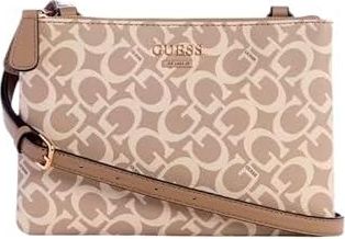 Guess Factory Akir Sac &agrave; bandouli&egrave;re avec logo triple compartiment pour femme, caramel