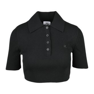 Courr&egrave;ges Kurzstrick-Polo - - Knitwear - Damen - Schwarzk - L