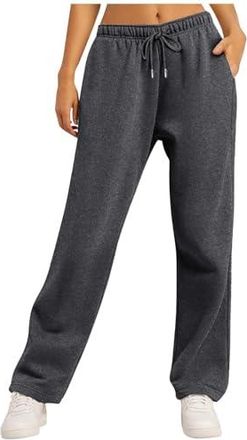 Generic 2026 Pantalon de surv&ecirc;tement pour Femme avec Poches - Pantalon de surv&ecirc;tement uni - Baggy - Taille &eacute;lastique - pour Hip hop d&eacute;contract&eacute;, Gym et Joggin