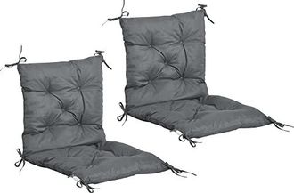 OUTSUNNY Lot de 2 Coussins de Chaise dext&eacute;rieur, Galette de Chaise avec Attaches, Coussins de Jardin pour terrasse ou Balcon, 98 x 50 x 8 cm, Gris