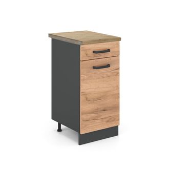 Vicco Küchenunterschrank R-Line, Goldkraft Eiche/Anthrazit, 40 cm, AP Eiche