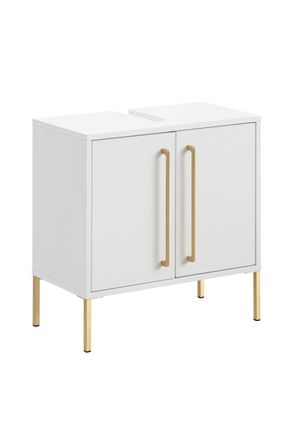 Schildmeyer Gloria Waschbeckenunterschrank 148428, wei&szlig; Gold, 61,2 x 57,1 x 30,1 cm