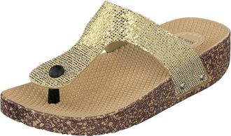 Siebi´s ELBA Flip Badeschuh und Freizeitschuhe Damen Zehentrenner mit Kork-Optik: Größe: 38 | Farbe: Gold