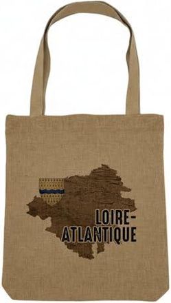Fabulous Sac Shopping Tote Bag Aspect Lin - Loire Atlantique 44 D&eacute;partement Nantes Carte Ancienne Rare - Sac de Courses Toile Epaisse 360g Beige Naturel Cabas 