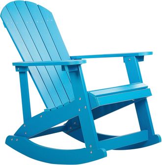 Beliani Moderner Muskoka Garten-Schaukelstuhl in Blau mit Breiten Armlehnen Adirondack