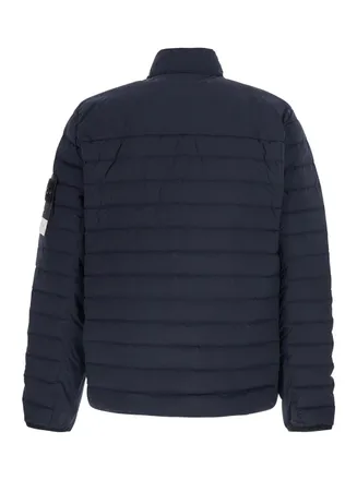Stone Island Mens Down Jacket High Collar Blue Polyamide Padded &