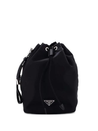 Prada Drawstring Wristlet Tessuto Small bucket bag - Noir