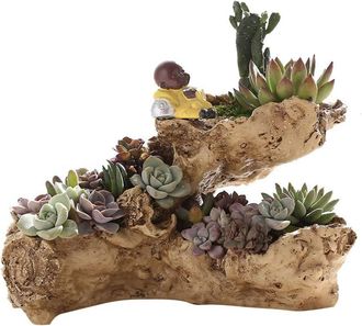 Yarnow Treibholz-Ornament Baumwurzeldekoration Blumentopf Aus Treibholz Treibholz-skulptur Skulpturenhalter Sukkulentöpfe Aus Harz Astetische Raumdekoration 